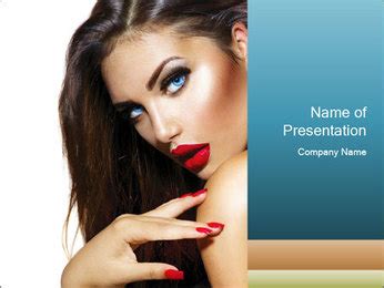 Luxury Fashion Portrait Of A Sexy Brunette Woman With Blue Eyes And Red Lips And Nails On A