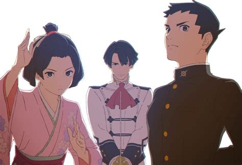 Ryunosuke Naruhodo Kazuma Asogi And Susato Mikotoba Ace Attorney And More Drawn By So