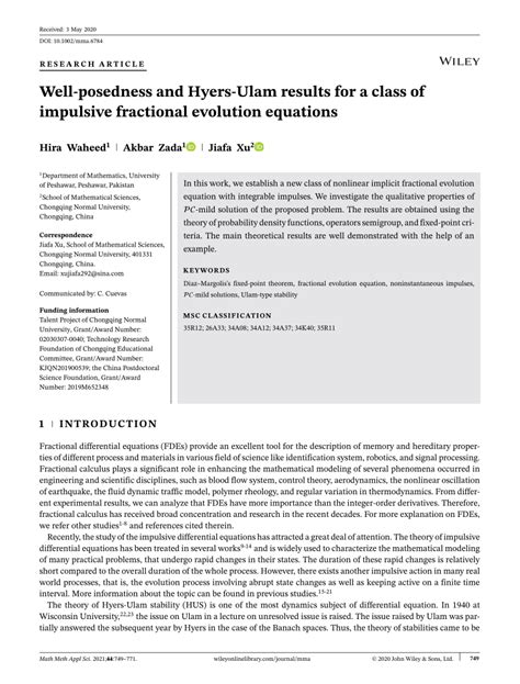 Well‐posedness And Hyers‐ulam Results For A Class Of Impulsive Fractional Evolution Equations