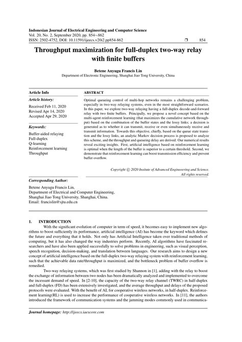 Pdf Throughput Maximization For Full Duplex Two Way Relay With Finite
