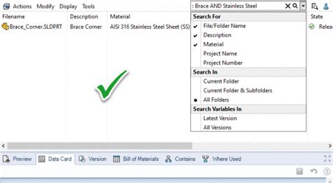 Search Within Different Variables Using SOLIDWORKS PDM Quick Search