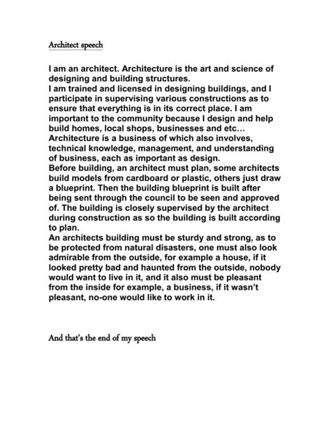 Architect Speech Definition Role And Importance