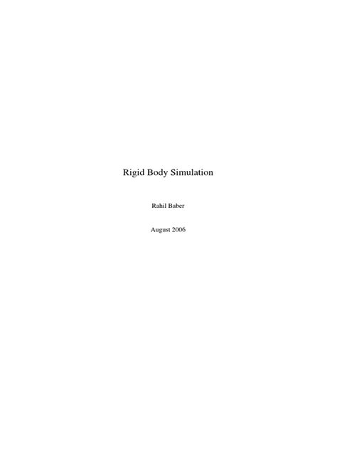 Rigid Body Simulation Pdf Rotation Around A Fixed Axis Euclidean Vector