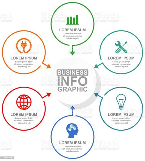 비즈니스 에너지 및 기술 다이어그램 플랫 디자인 원형 인포그래픽 벡터 템플릿 6가지 옵션 개념에 대한 스톡 벡터 아트 및 기타 이미지 Istock