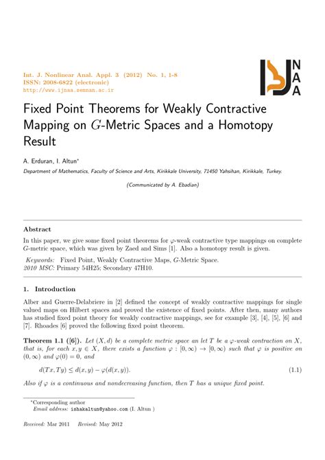 pdf fixed point theorems for weakly contractive mappings on g metric