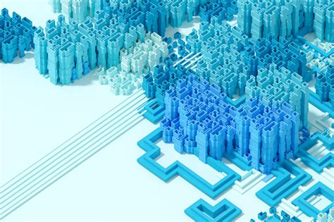 추상 도시 풍경 배경 메타버스 스마트 시티 블록 모양 블록체인 빅 데이터 기술 개념 디지털 생성 이미지에 대한 스톡 사진 및 기타 이미지 Istock