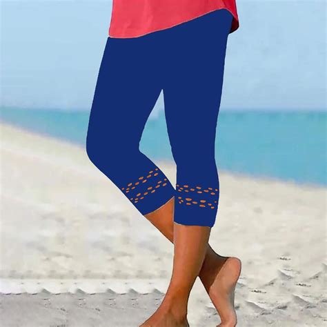 Simua Womens Capri Leggings Summer High Waisted Solid Color Slim