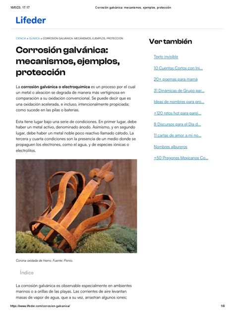 Corrosión Galvánica Mecanismos Ejemplos Protección Pdf