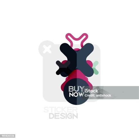 평면 디자인 크로스 모양 형상 스티커 아이콘 지금 구매와 종이 스타일 디자인 비즈니스 또는 웹 프레 젠 테이 션 애플 리 케이 션 또는 인터페이스 버튼에 대 한 샘플 텍스트