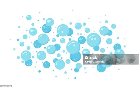 비누 버블 벡터 패턴 파란색 거품 흰색 배경에 격리 된 추상적 인 비눗물을 발포성 기포 스트림 만화 소다 팝 피지 음료 탄산 거품 목욕에 대한 스톡 벡터 아트 및 기타
