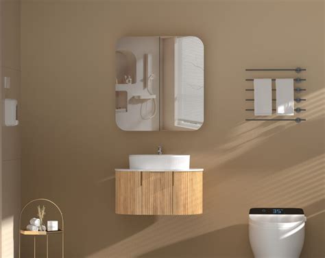 Carysil Mystic 1200 X 750mm Walnut Oval Led Shaving Cabinet Navona