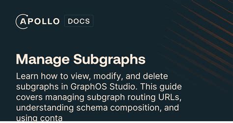 Manage Subgraphs Apollo Graphql Docs