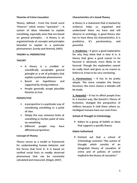 Theories Of Crime Causation Pdf Id Criminology