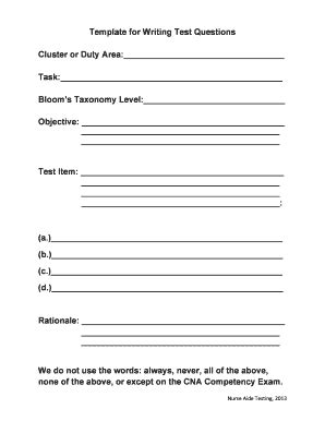 Written Test Sample Fill Online Printable Fillable Blank PdfFiller