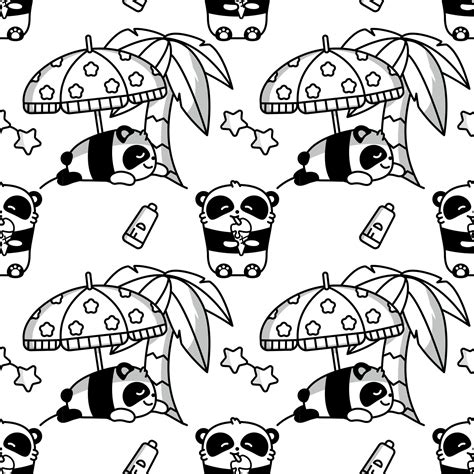 Seamless Pattern With Cute Kawaii Pandas 34820016 Vector Art At Vecteezy