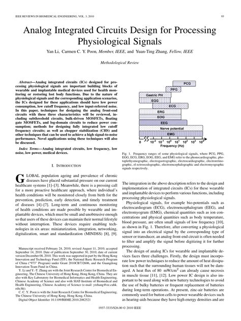 Pdf Analog Integrated Circuits Design For Processing Physiological