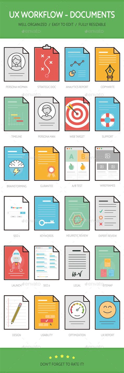 Ux Workflow Documents Icons Graphicriver
