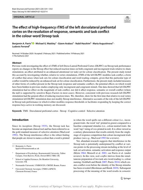 Pdf The Effect Of High Frequency Rtms Of The Left Dorsolateral Prefrontal Cortex On The