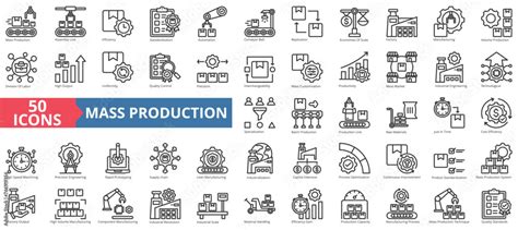 Mass Production Icon Collection Set Containing Assembly Line Efficiency Standardization