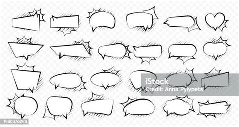 검은 하프톤 그림자로 설정된 복고풍의 빈 만화 연설 거품 스피치 버블 컬렉션입니다 빈티지 디자인 팝 아트 스타일 빈티지 메시지 클라우드 컬렉션 만화 벡터 일러스트레이션 0