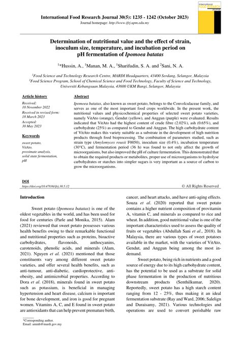 Pdf Determination Of Nutritional Value And The Effect Of Strain