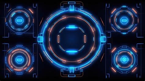 미래의 콜아웃 제목 게임 배경 디자인을 위한 Hudgui 기술 배경 디지털 데이터 생성 Ai 프리미엄 사진