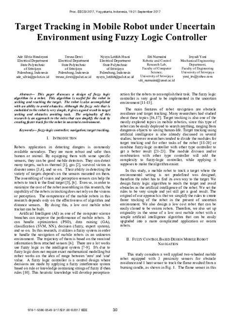 Pdf Target Tracking In Mobile Robot Under Uncertain Environment Using
