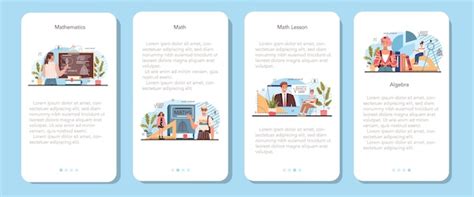 Premium Vector Math School Subject Mobile Application Banner Set Flat Vector Illustration