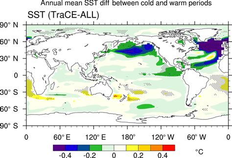 Spatial Distribution Of Annual Mean Sst Difference Between The Cold And