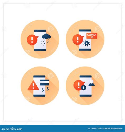 Different Notification Icons Set Vector Illustrations Isolated On