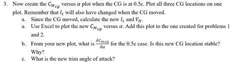 Solved Now Create The Cmcg Versus α Plot When The Cg Is At