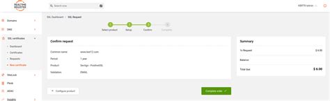 Request A Single Domain Dv Certificate Realtime Register Knowledge Base