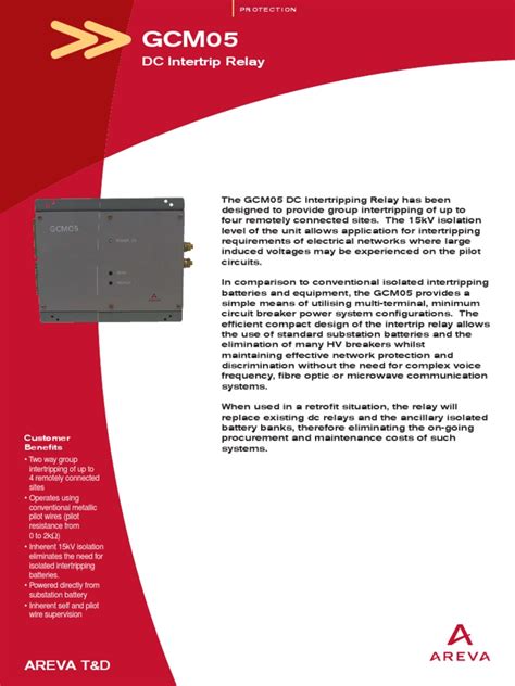 Dc Intertrip Relay Customer Benefits Pdf Relay Electrical Substation