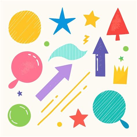 Premium Vector Colorful Handdrawn Geometric Shapes And Stars