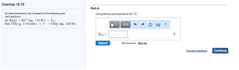 Solved An Electrochemical Cell Is Based On The Following Two