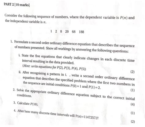 Solved Part 2 10 Marks Consider The Following Sequence Of