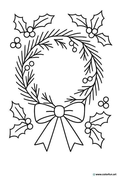 Kleurplaat Van Een Kerstkrans Met Hulst Gratis Te Downloaden Of Af Te Drukken