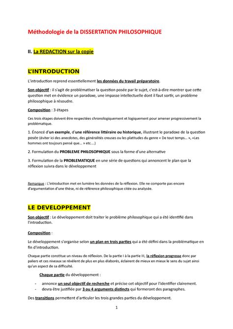 Fiche Methode Dissertation Ii Méthodologie De La Dissertation