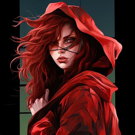 Premium Photo A Woman With Red Hair And A Red Hat Is Wearing A Red Scarf