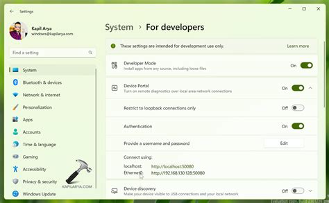 Enable Device Portal On Windows 11