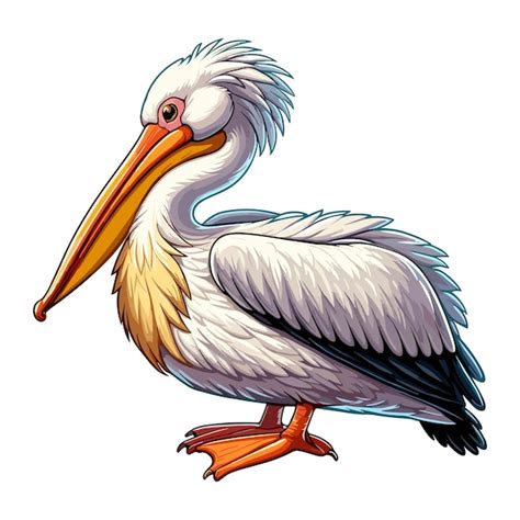 펠리칸 터 만화 일러스트레이션 프리미엄 벡터