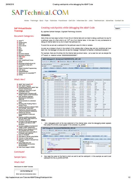 abap creating watchpoints while debugging pdf software development