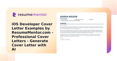 IOS Developer Cover Letter Examples By ResumeMentor Com Professional Cover Letters Generate