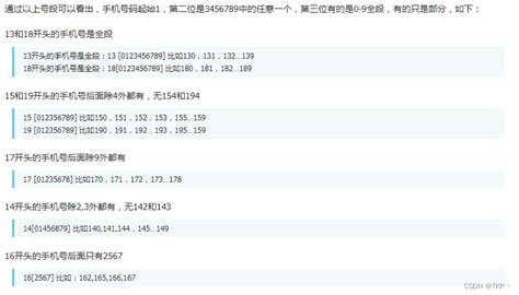 最新最全的手机号正则表达式及其他常用正则校验手机正则 Csdn博客