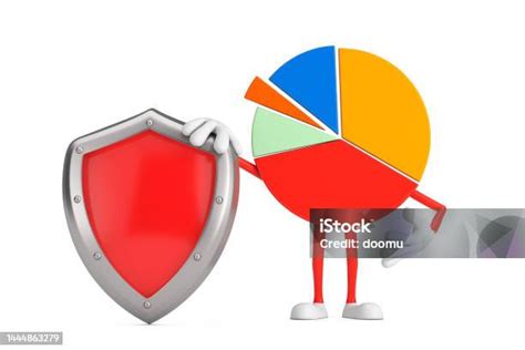 정보 그래픽 비즈니스 파이 차트 빨간색 금속 보호 방패를 가진 캐릭터 사람 3d 렌더링 0명에 대한 스톡 사진 및 기타 이미지 0명 개념 경호 Istock
