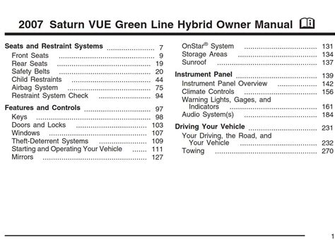 Saturn Vue Hybrid Owners Manual DIY Guides