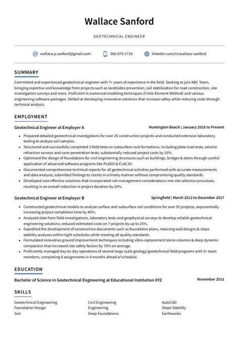Geotechnical Engineer Resume CV Example And Writing Guide