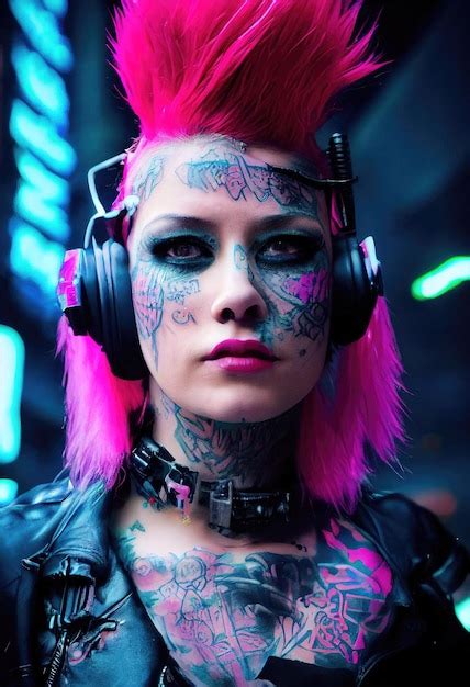 Premium Photo Realistic Portrait Of A Fictional Punk Girl With