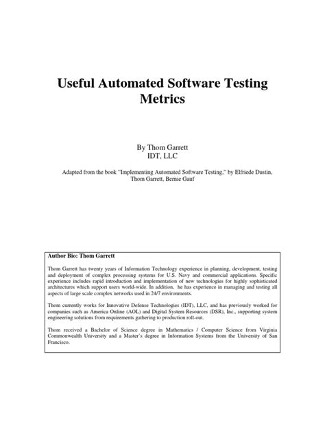 useful automated software testing metrics pdf software testing