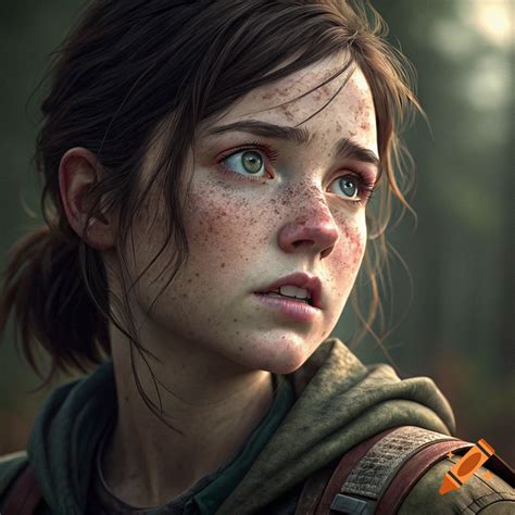 Sketch Portrait Of Ellie From The Last Of Us Looking Forward Wearing A